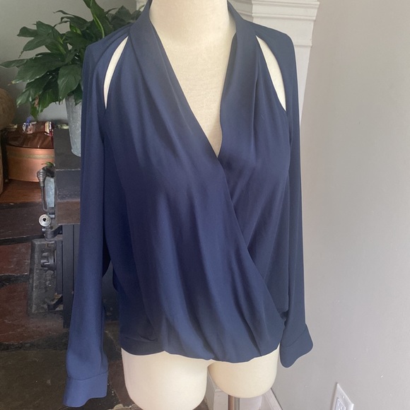 Trouve | Tops | Trouv Navy Crossover Blouse | Poshmark